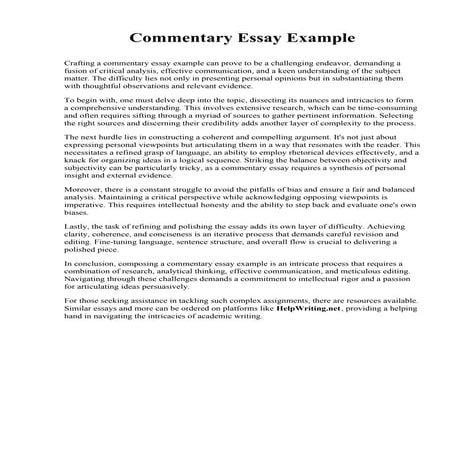 Commentary Essay Example. Elmira College | PDF | Homework and Study ...