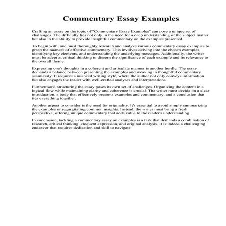 Commentary Essay Examples | PDF