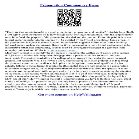 Commentary Examples In Essays | PDF