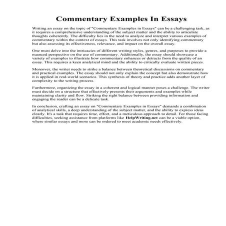 Commentary Examples In Essays | PDF