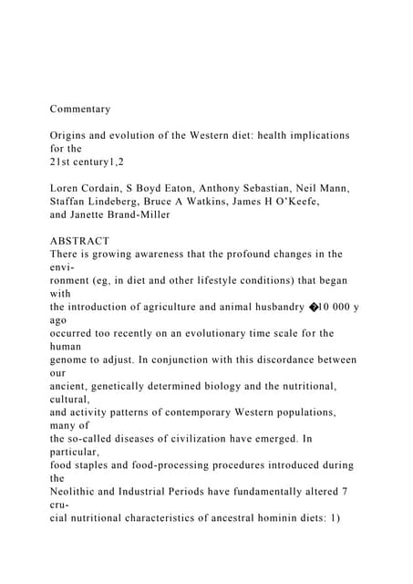 Evolution of human diet | PPTX