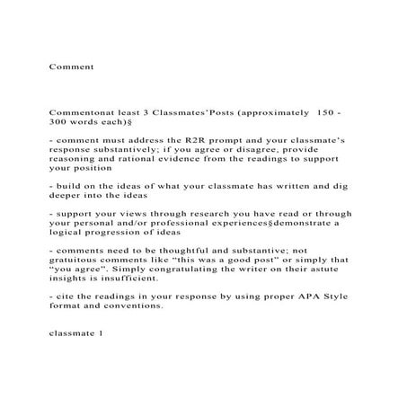 CommentCommentonat least 3 Classmates’Posts (approxima.docx