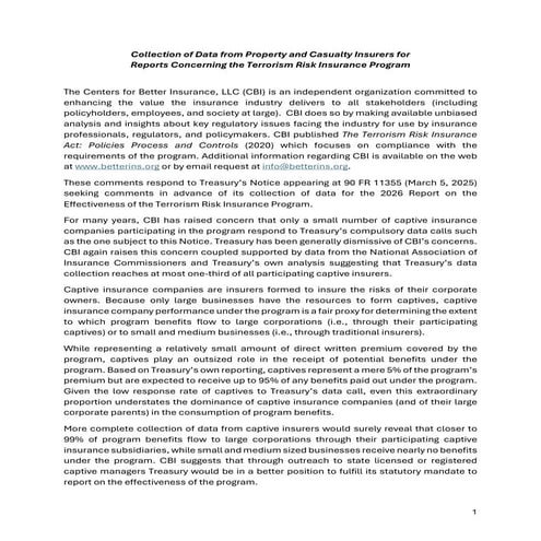 Terrorism Risk Insurance Program 2025 Data Call | PDF