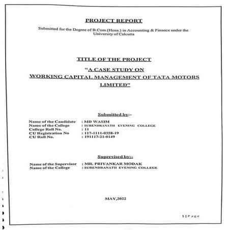 Commerce Project on tata company sample with all details | PDF