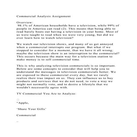 Commercial Analysis AssignmentOverview 98.1 of American hous.docx