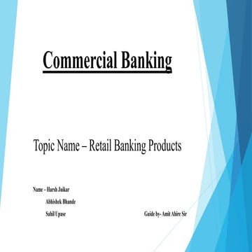 Commercial Banking system in India , Retail banking product. | PPTX