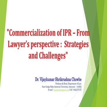 Commercialization of IPR – From Lawyerperspective Strategies and ...