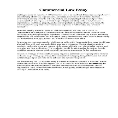 Commercial Law Essay. Commercial Law essay and problem question - sale ...