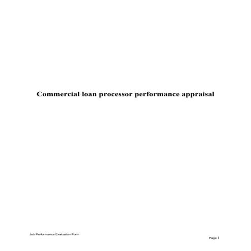 Commercial loan processor performance appraisal | DOC | Resume Writing ...