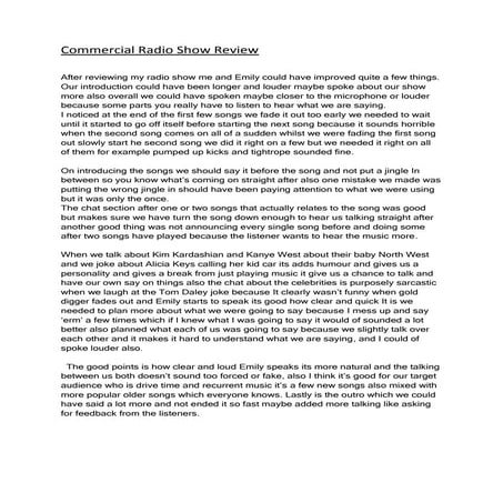 Radio show review | DOCX