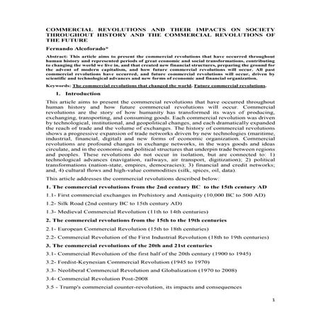 COMMERCIAL REVOLUTIONS AND THEIR IMPACTS ON SOCIETY THROUGHOUT HISTORY ...