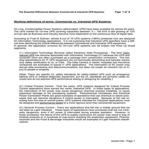 UPS power system design parameters | PDF