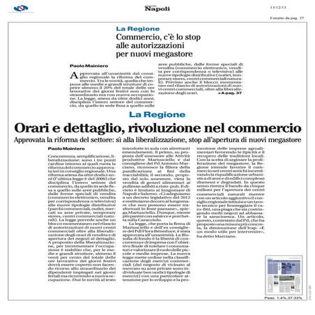 Rassegna stampa Legge distribuzione commerciale | PDF