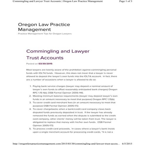 Commingling and lawyer trust accounts | PDF