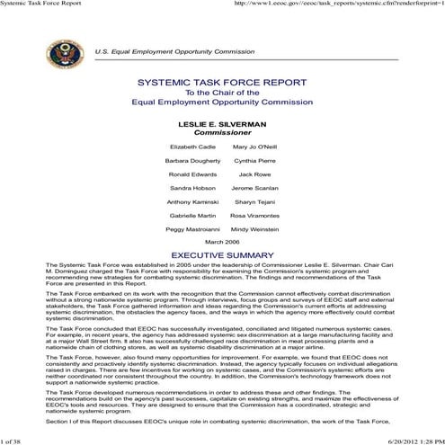 COMMISSIONER CHARGE - EEOC Systematic Task Force | PDF