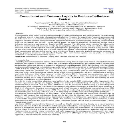 Commitment and customer loyalty in business to-business context | PDF