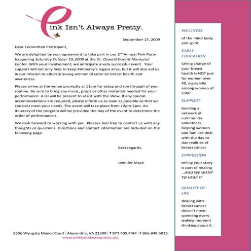 Commitment Letter Performers | DOC