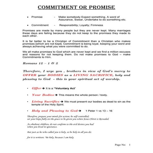 Commitment Or Promise | DOC