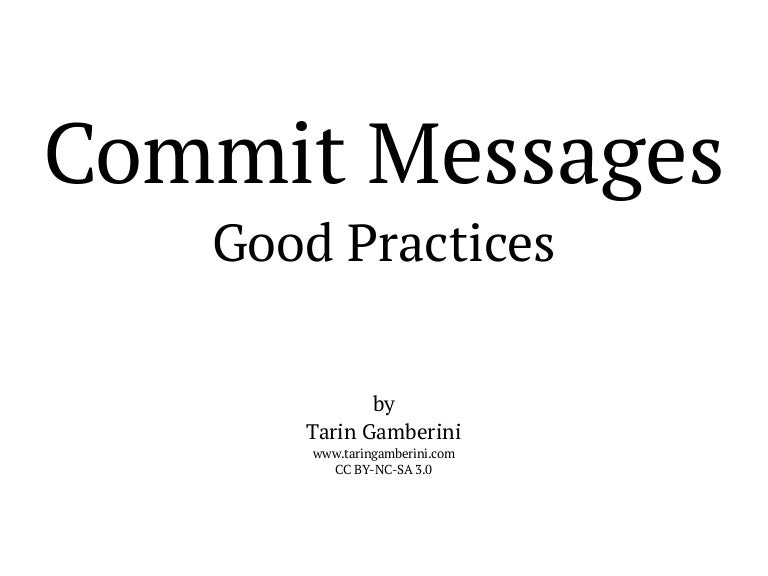 Commit messages - Good practices