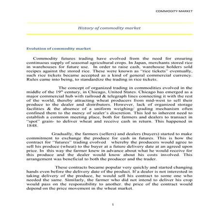 Commodity market | DOC