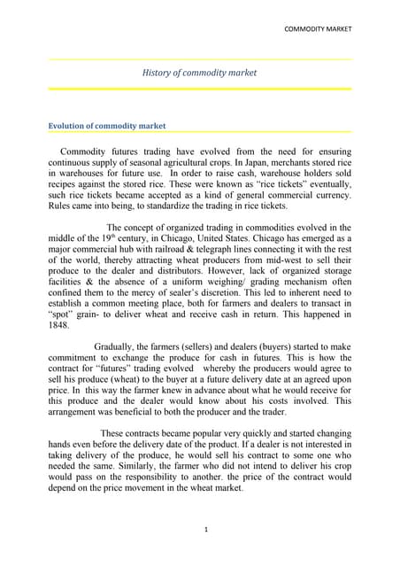 Agricultural commodity contract specification | PDF