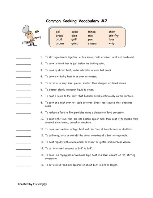 Food preparation terms | PPTX | Barbecues and Grilling | Food & Drink
