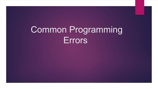Top Common Programming Errors Ppt 8777