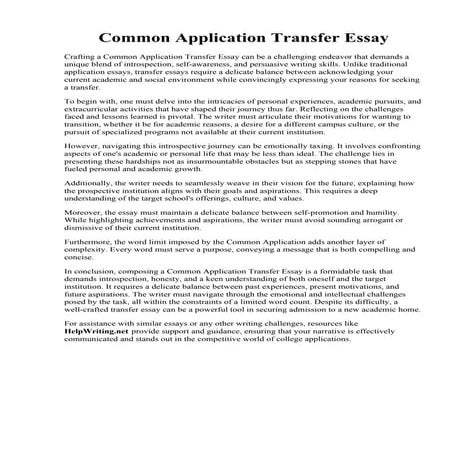 Common Application Transfer Essay.pdf | Civil Engineering Industry ...