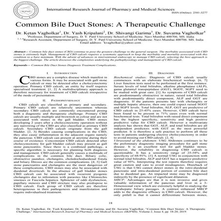 Common Bile Duct Stones: A Therapeutic Challenge | PDF