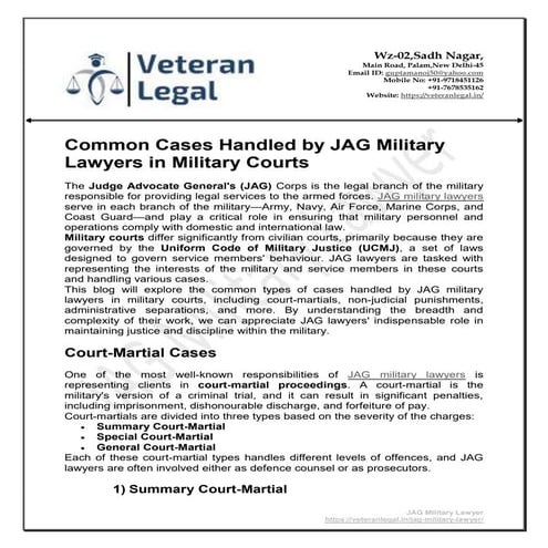 Common Cases Handled by JAG Military Lawyers in Military Courts | PDF ...