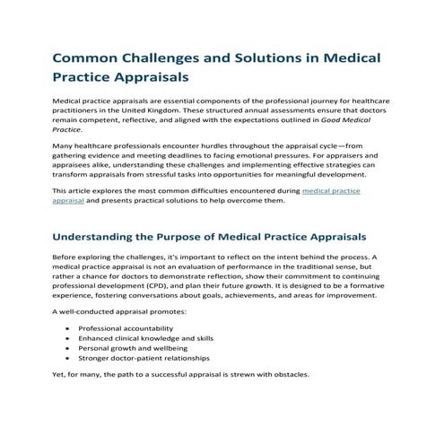 Common Challenges and Solutions in Medical Practice Appraisals.pdf