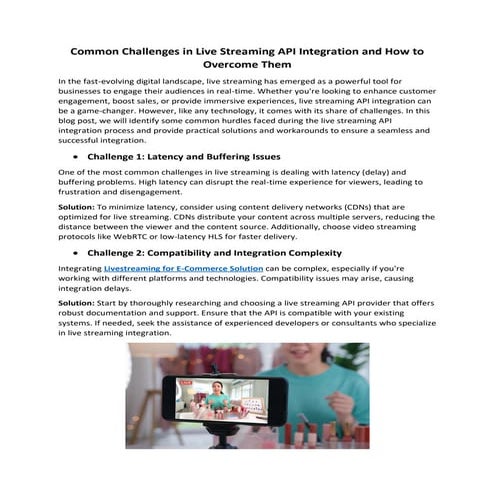 Common Challenges in Live Streaming API Integration and How to Overcome ...