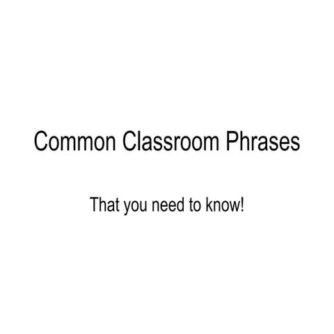 Common Classroom Phrases French | PPT