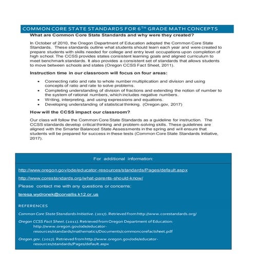 Common core standards for 6th grade math concepts | PDF