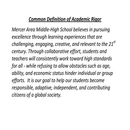 Common definition of academic rigor | DOCX