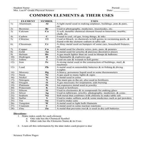 Common elements for higher classes | DOC