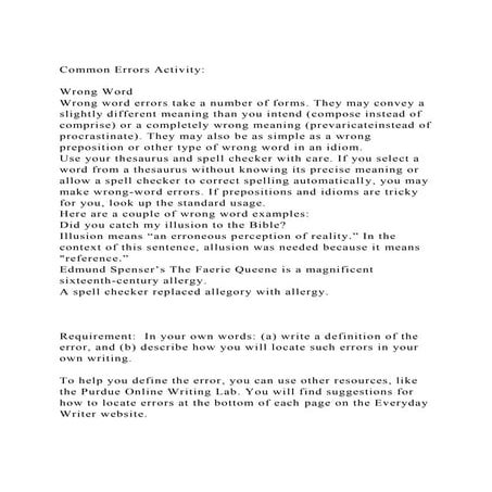 Common Errors ActivityWrong WordWrong word errors take a nu.docx