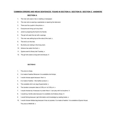 UPSR PAPER 2 SECTION A EXERCISE | PDF