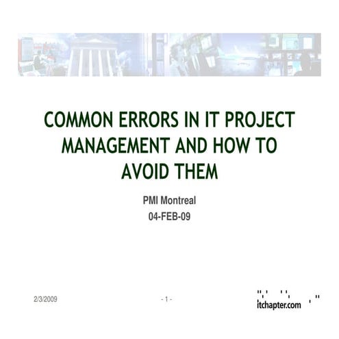 Common errors in it project management english v1.0 | PDF