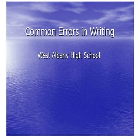 Common Errors In Writing | PDF