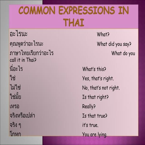 Common expressions in thai | PPT