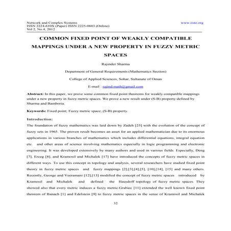 Common Fixed Point Of Weakly Compatible Pdf Science