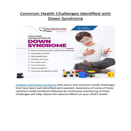Health Tips - Children with Down Syndrome need extra support and care | PDF