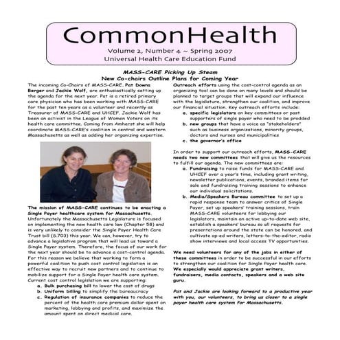 CommonHealth Newsletter - Fall 2005 | PDF