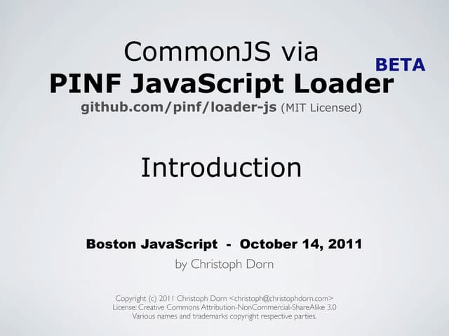 Commonjs Via Pinf Javascript Loader Introduction Key Web Development Internet