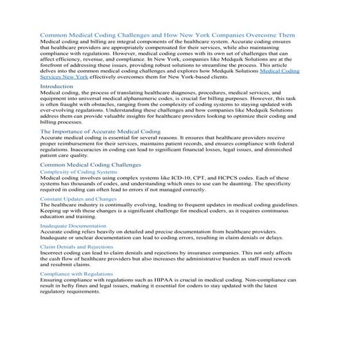 Common Medical Coding Challenges and How New York Companies Overcome ...