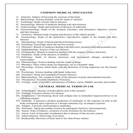 Common medical terminologies | PDF | Heart and Cardiovascular Diseases ...