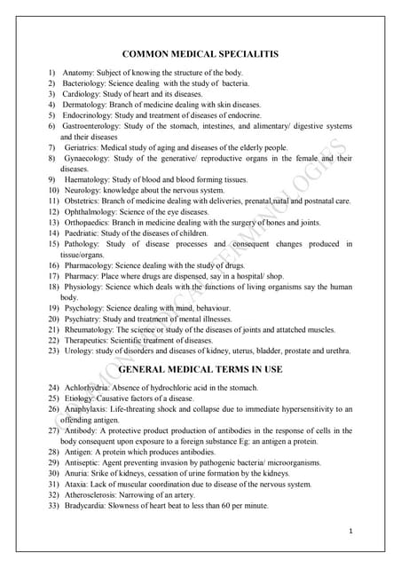 MEDICAL TERMINOLOGY | PDF