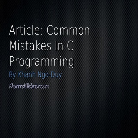 Common mistakes in C programming | PDF | Programming Languages | Computing