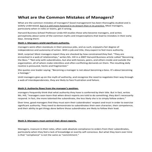 Common mistakes of managers | DOC